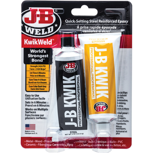 J-B Weld KwikWeld Epoxy, Two-Part, Tube, 10 oz., Grey | Checker ...