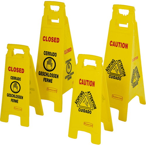 Rubbermaid Wet Floor Safety Signs, Quadrilingual with Pictogram ...